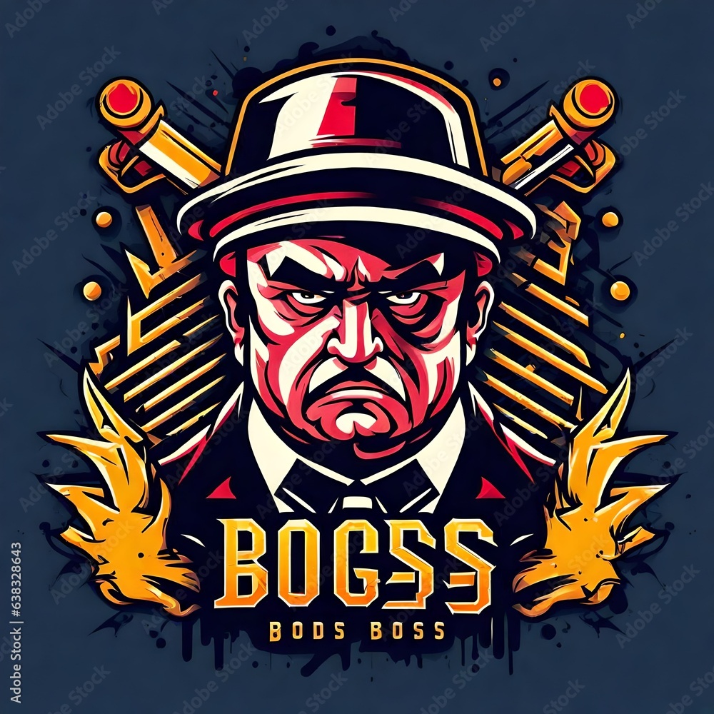 A logo for a business or sports team featuring a fictional caricature ...