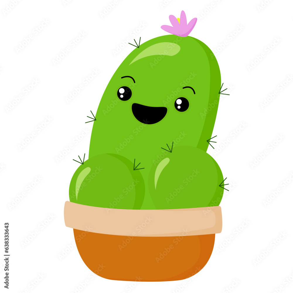 Cartoon cactus character. Phallic symbol penis flower. Stock vector illustration isolated on a ...