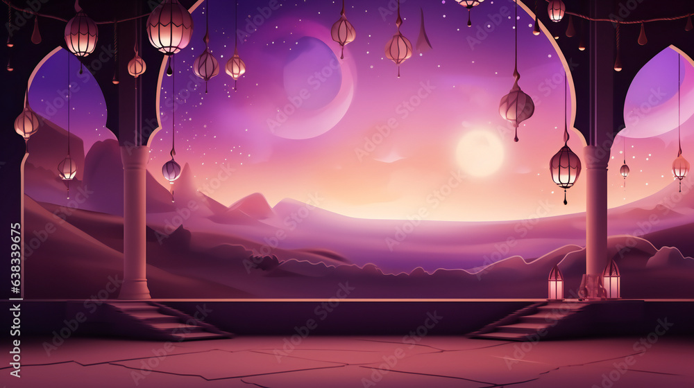 Arabian nights theme Party Background with empty copy space. Generative ...
