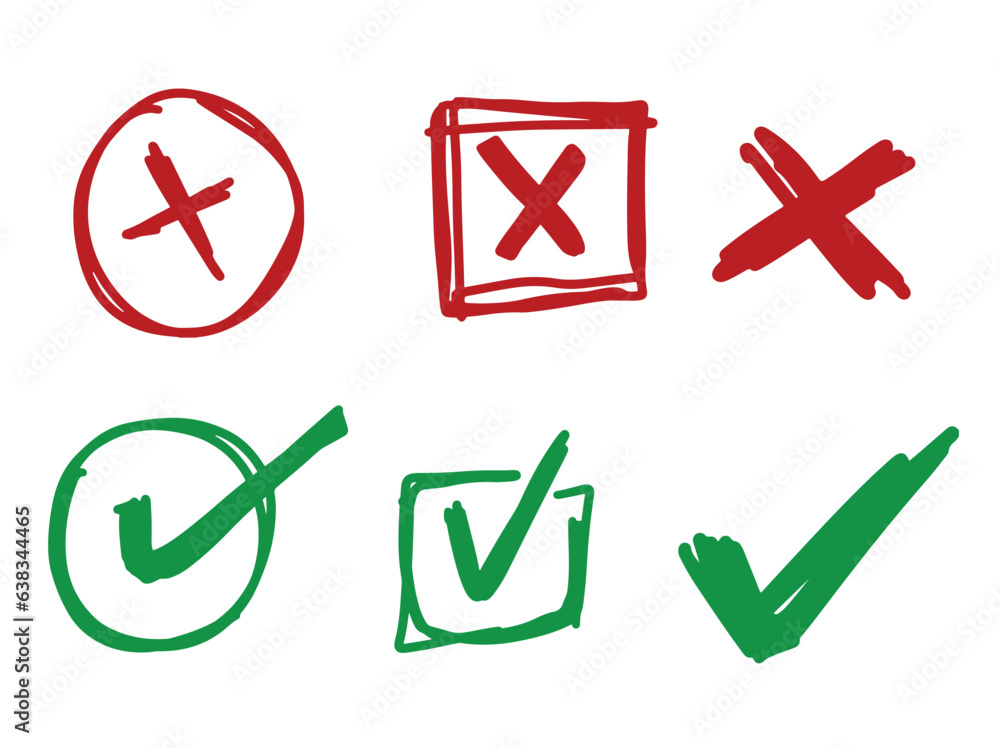 Hand drawn check signs. Doodle v mark for list items, checkbox chalk ...