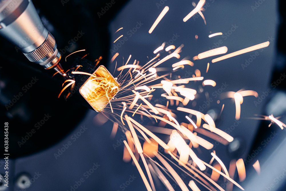 Blue color technology modern industrial background. Laser CNC cut of ...