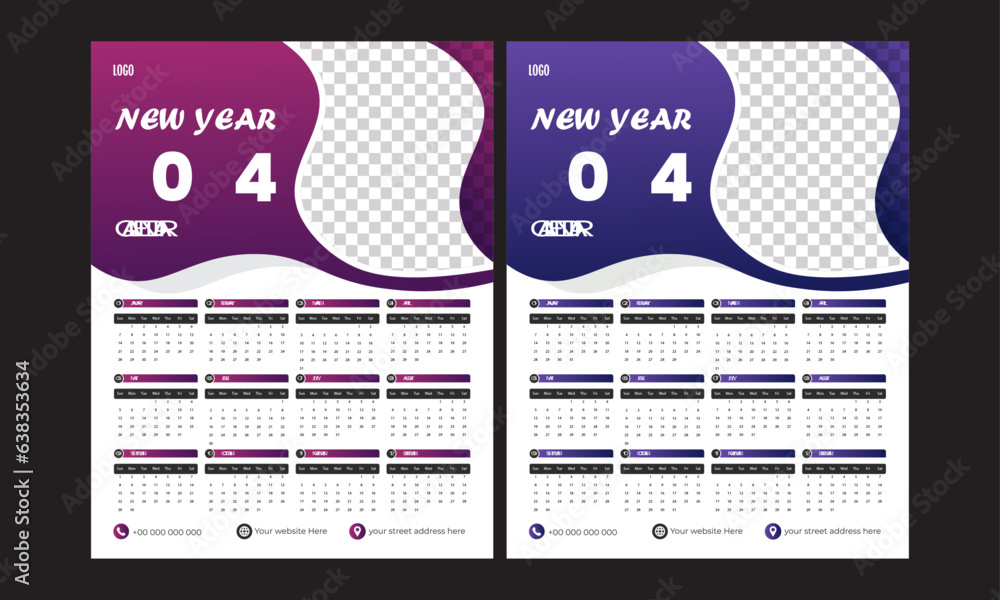Wall Calendar Design Template for 2024 | Vector Layout Wall Calendar ...