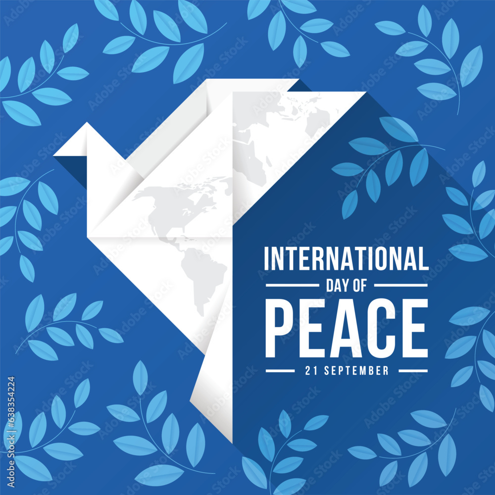 International day of peace - White paper origami peace bird with map ...