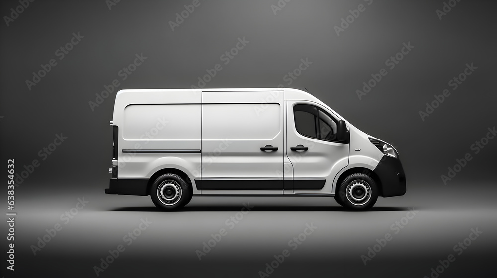 Clean blank white delivery van isolated on empty background, side view ...