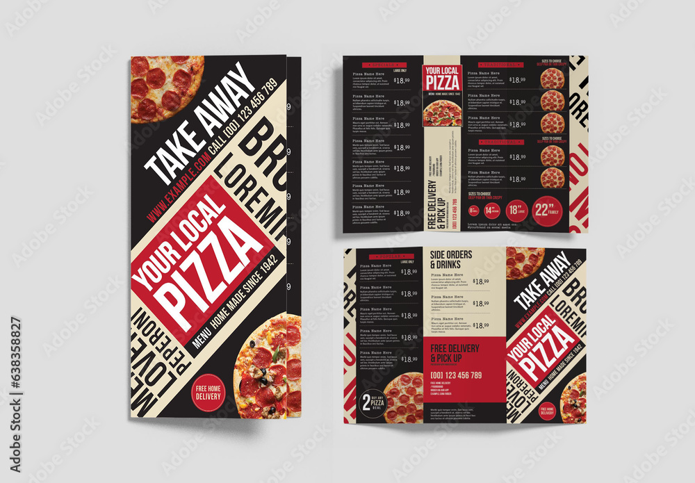 Trifold Pizza Restaurant Menu Layout Stock Template | Adobe Stock