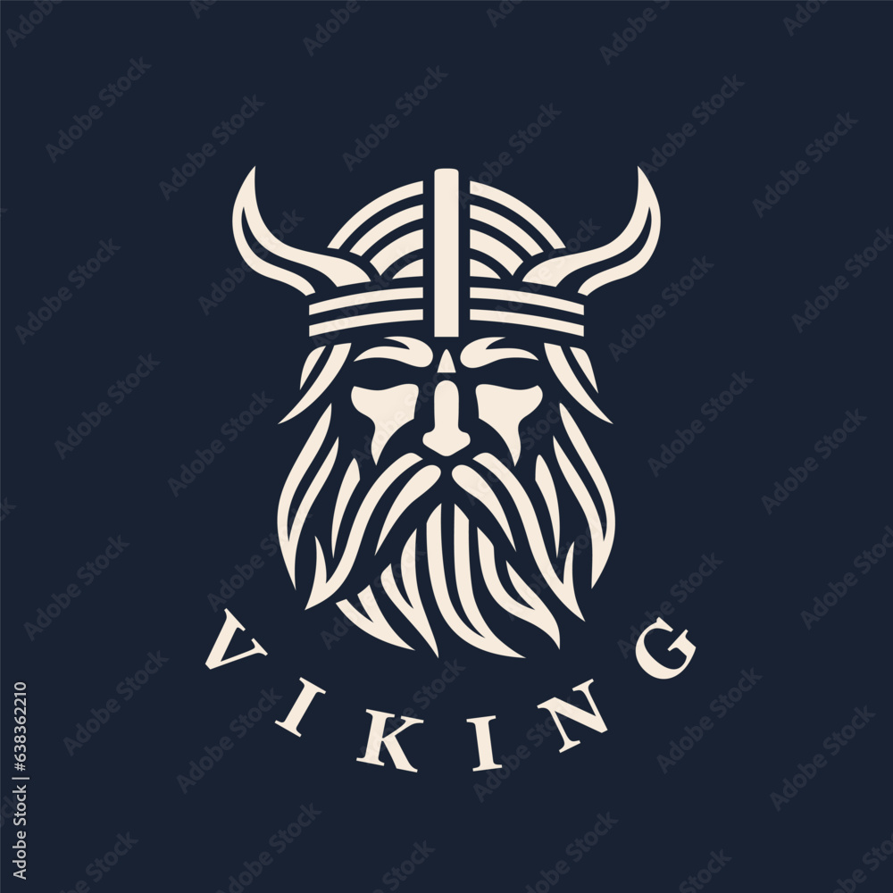 Nordic viking logo. Norse warrior icon. Horned barbarian helmet symbol ...