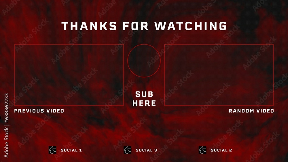 Gamer Channel Glitchy End Card Stock Template | Adobe Stock