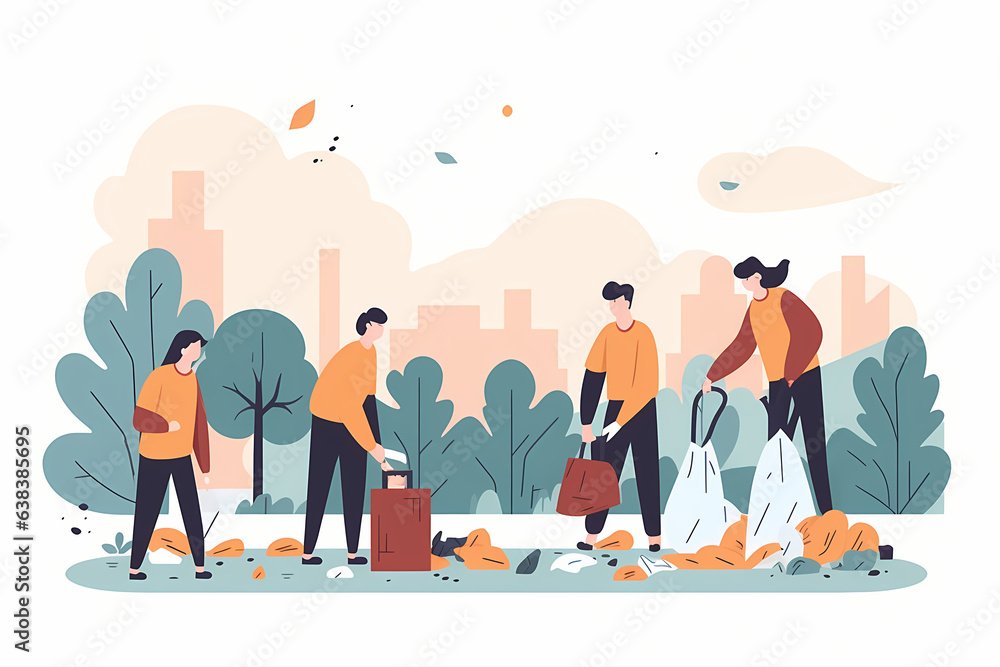 Garbage Segregation by People in the Park, Green World, AI Generative ...