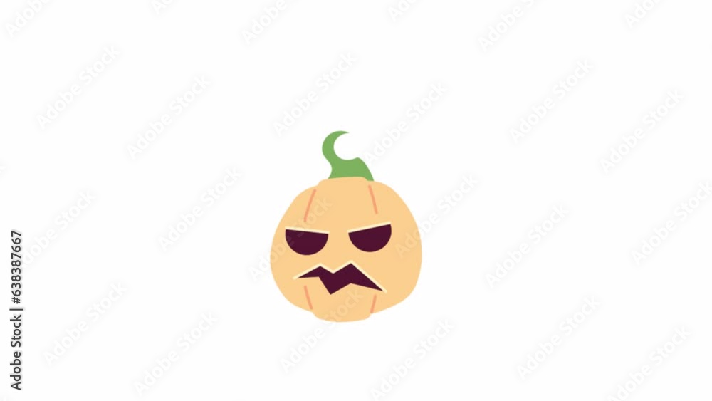 Spooky round pumpkin demonic laughing 2D character animation ...