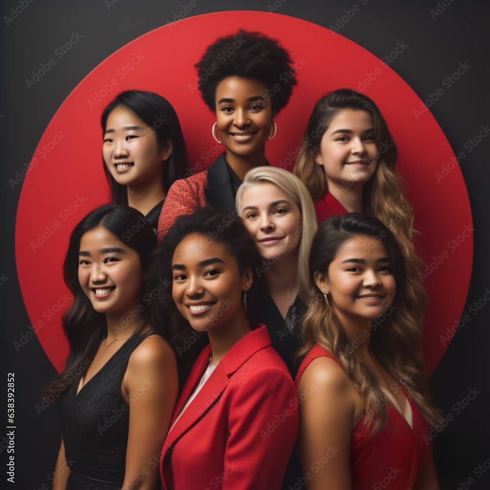 Young team beautiful girl wearing a simple dress. created with Ai Stock ...