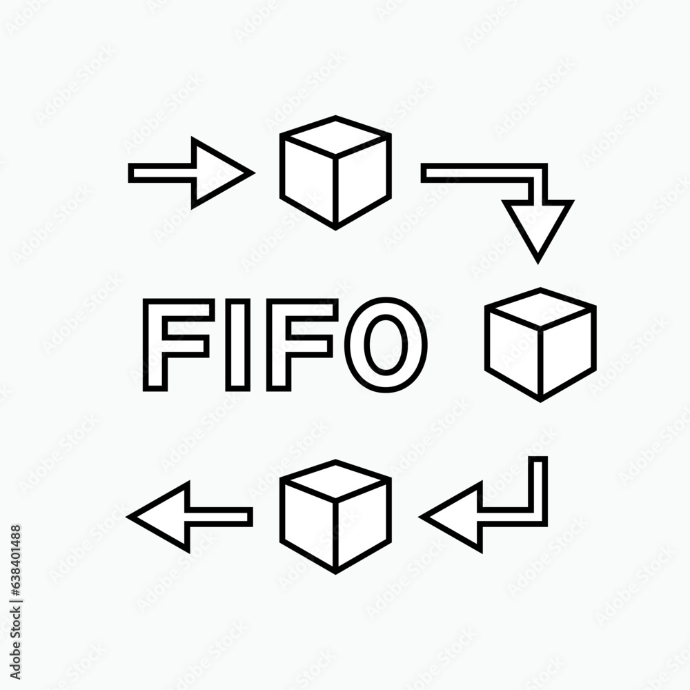 FIFO Icon. First In First Out. Goods Management, Warehouse. Industrial ...