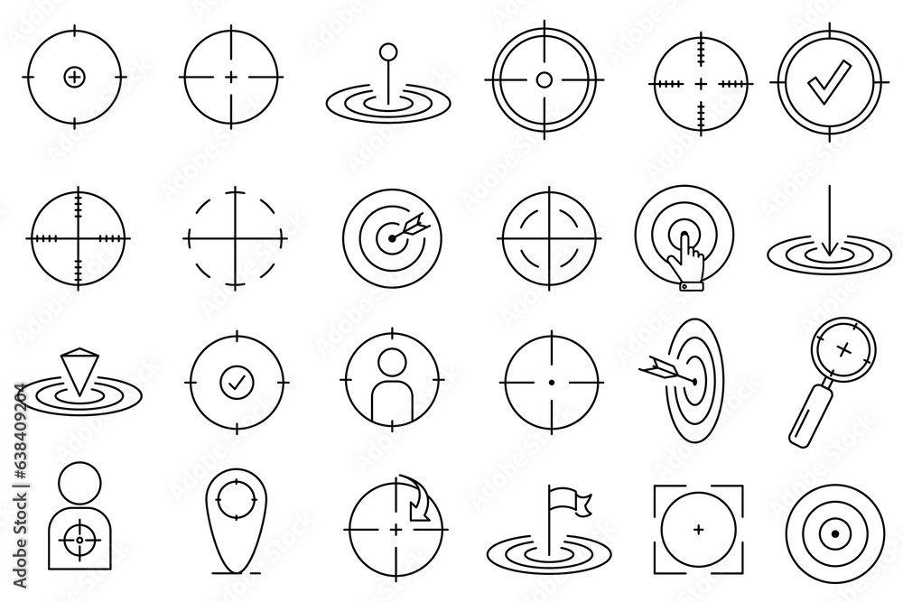 Vecteur Stock Target line icon set. Included icons as aim, goal ...