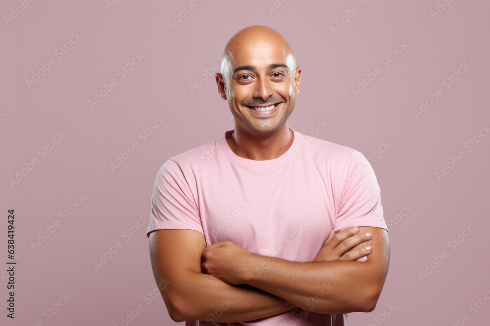 indian bald man standing isolated against plain background Stock Photo ...