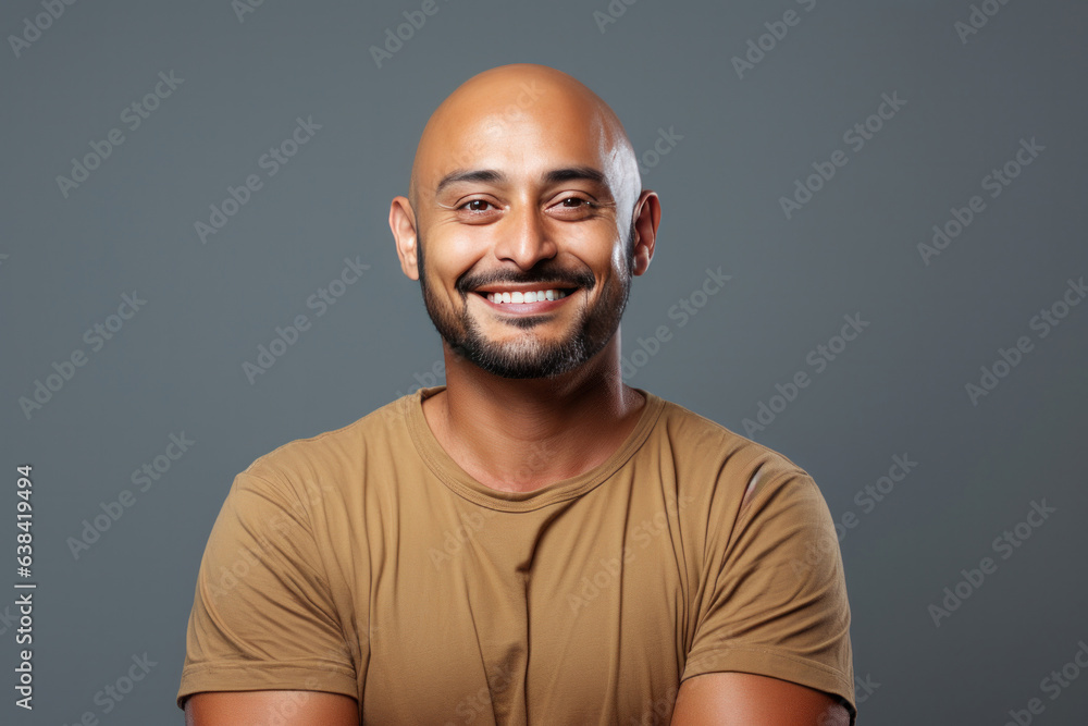 indian bald man standing isolated against plain background Stock Photo ...