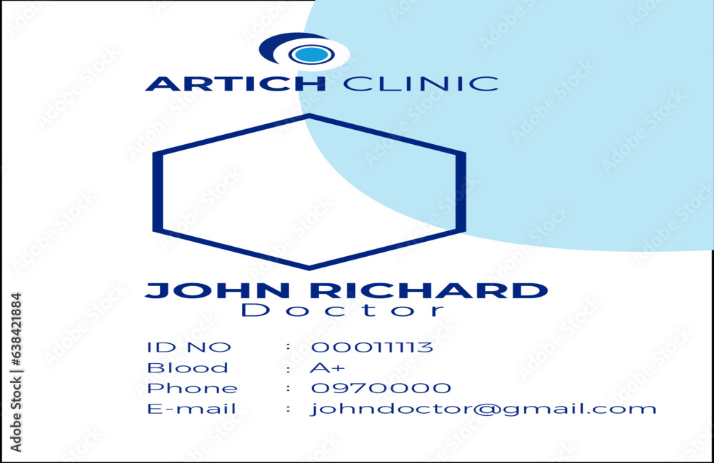 ID card design, identity card, blue ID card, ID card with QR code ...