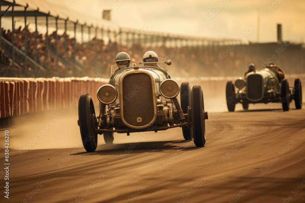 Vintage car race on a historic racetrack - Generative AI Stock ...