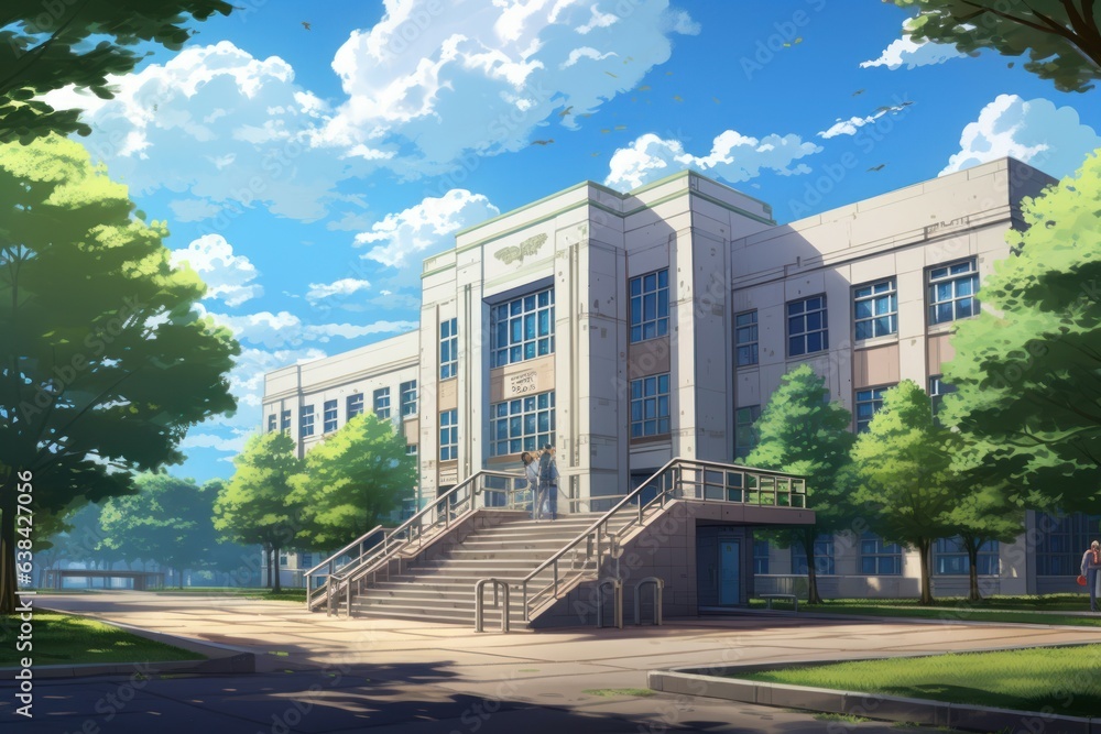 School city building anime visual novel game. Generate Ai Stock ...