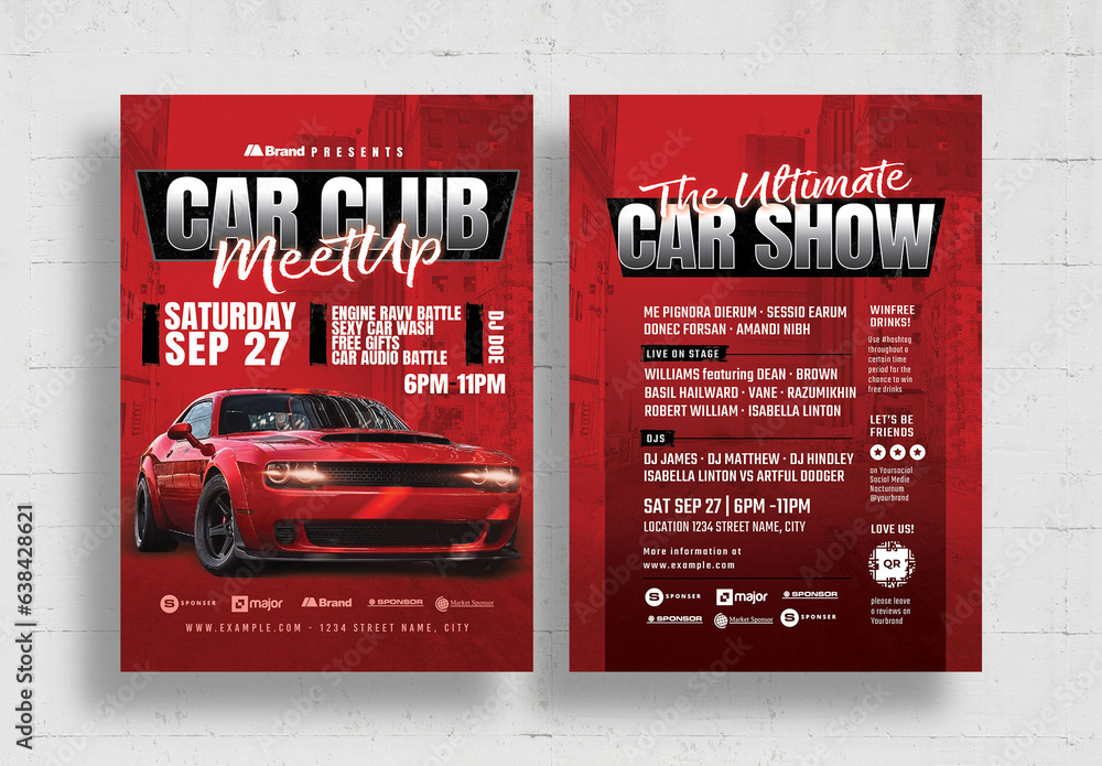 Car Meet Flyer Layout Stock Template | Adobe Stock