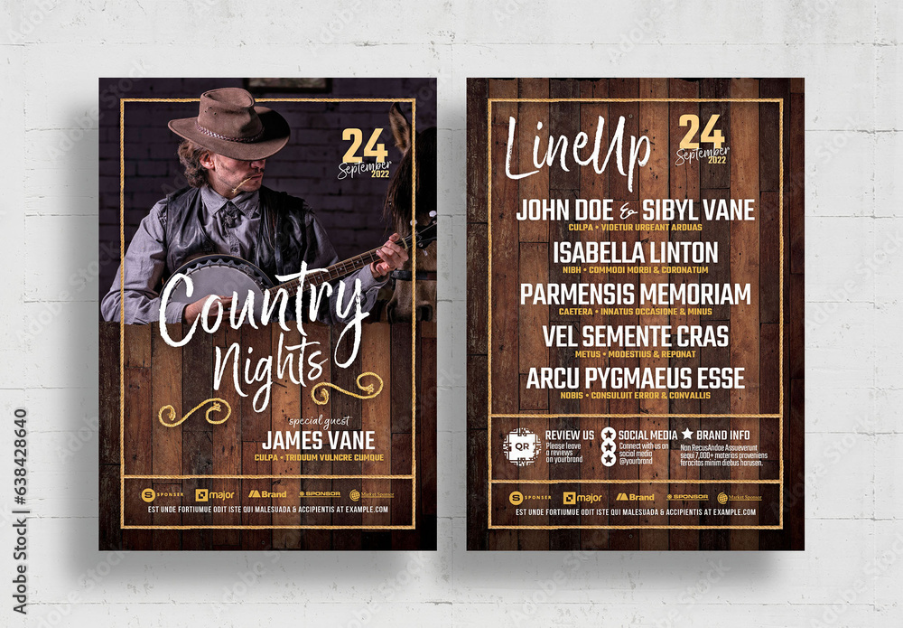Country Western Rodeo Flyer Layout Stock Template | Adobe Stock