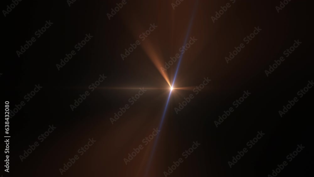 Abstract orange blue optical lens flares shine light flickering motion ...