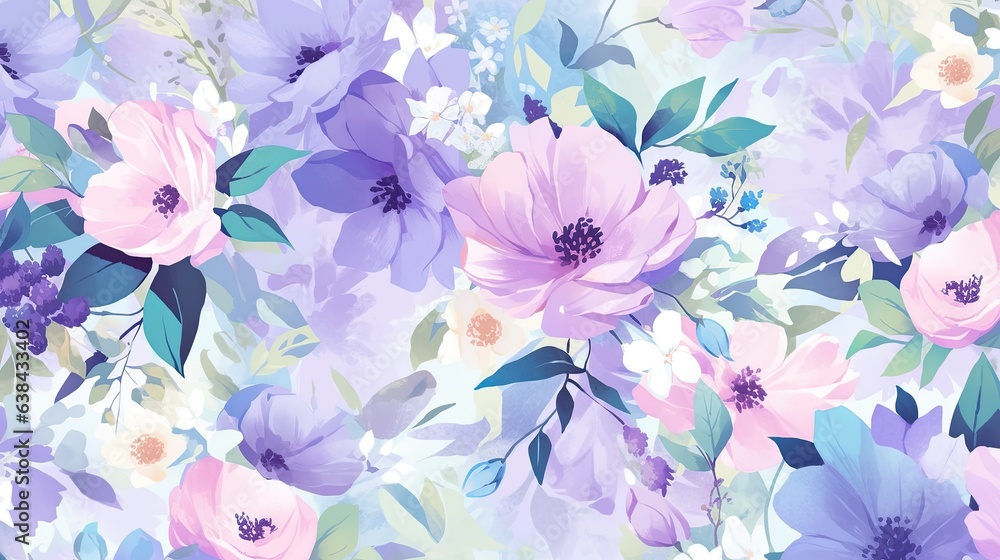 Delicate floral pattern of lilac color in pastel colors. Illustration ...