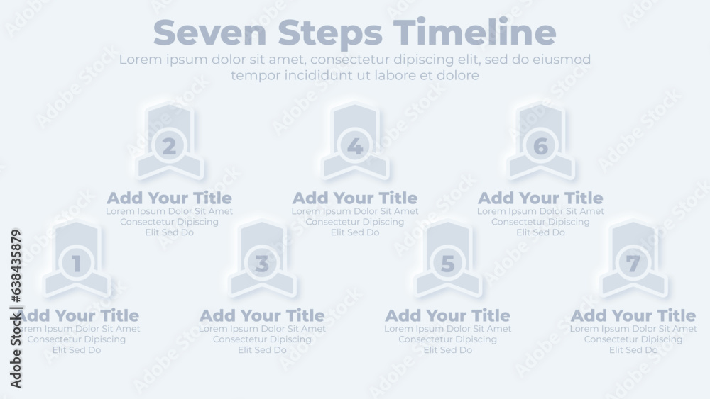 Flowchart infographic with seven steps or options business template for ...