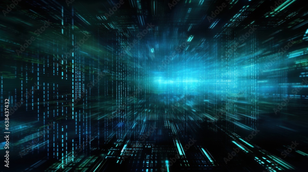 Abstract Futuristic Cyberspace With Binary Code Matrix Background With Digits Well Organized
