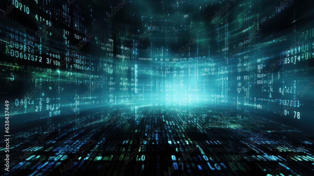 Abstract Futuristic Cyberspace With Binary Code Matrix Background With Digits Well Organized
