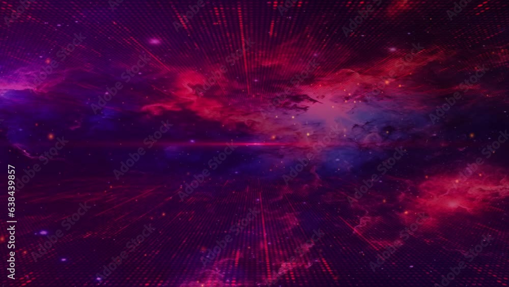 Flight in space with simulation of galaxies and nebulae. Space flight ...