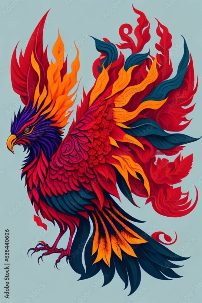 A detailed illustration of a Phoenix for a t-shirt design, wallpaper ...