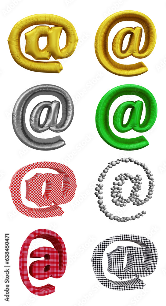 Set of email or at symbol design. icon or sign shape isolated on ...