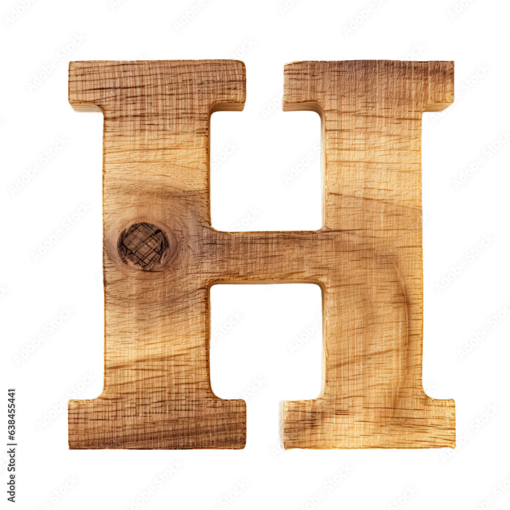 Rustic 3d wooden letter H, wood typography font, alphabet abc, isolated ...
