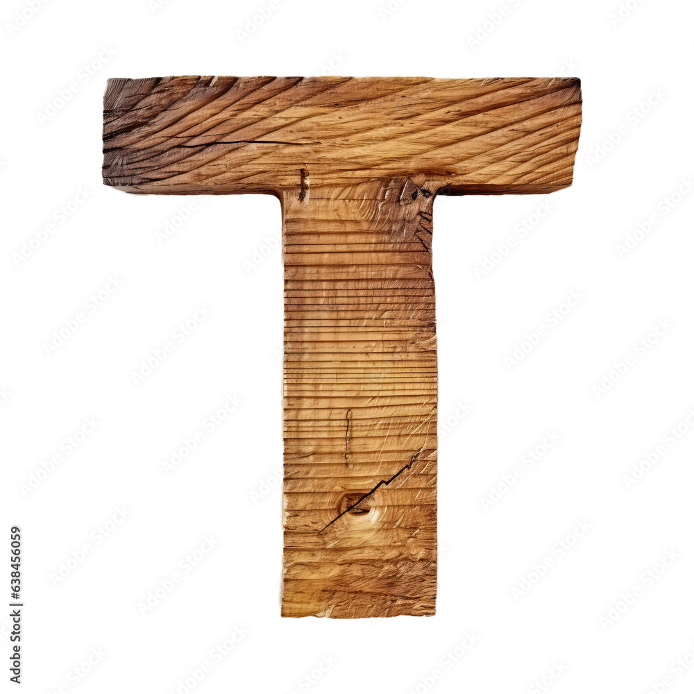 Rustic 3d wooden letter T, wood typography font, alphabet abc, isolated ...