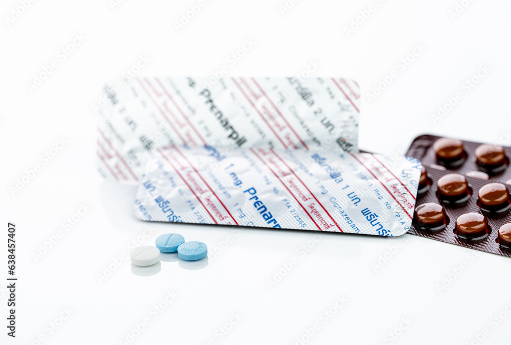 CHONBURI, THAILAND-JULY 11, 2023: Prenarpil round tablet pills and ...