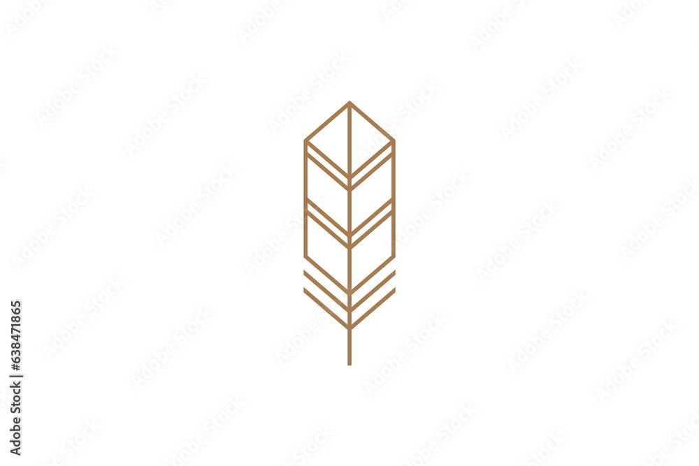 feather logo with line art design style Stock Vector | Adobe Stock