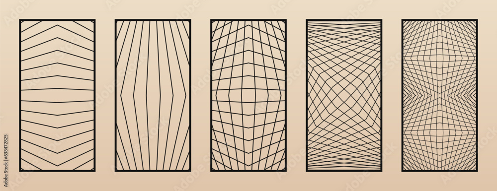 Set of modern laser cut panels. Abstract geometric patterns with thin ...