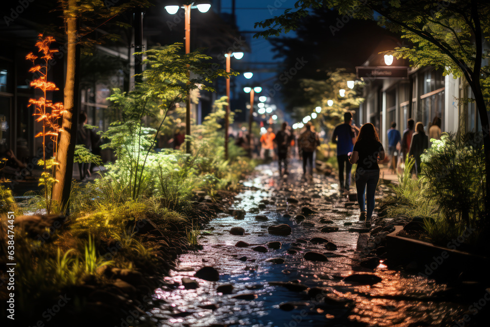 Green Infrastructure. Rain gardens and permeable pavements managing ...