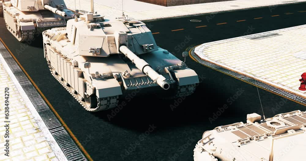 Vidéo Stock Advancing Armored Forces. Tanks Leading the Way In The City ...