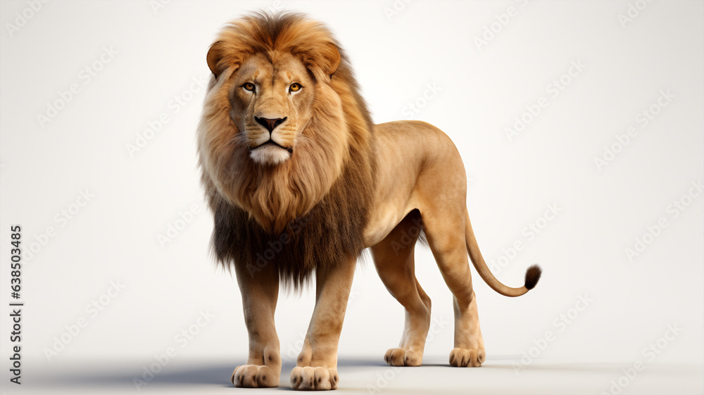 Poster, Foto Représentation d'un lion vue de face, arrière-plan et fond ...