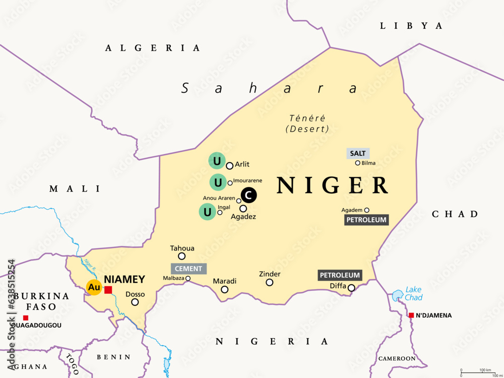 Niger, oil and mining industry. Country in West Africa, and 4th largest ...