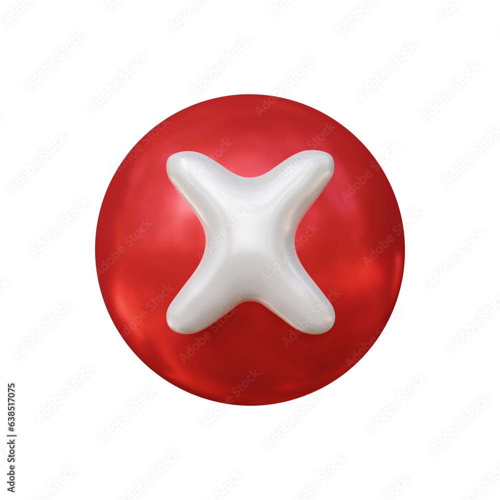 Cross sign or mark design in 3d rendering isolated on transparent ...