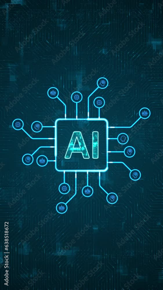 Motion graphic of Blue digital AI assistant logo and HUD technology ...