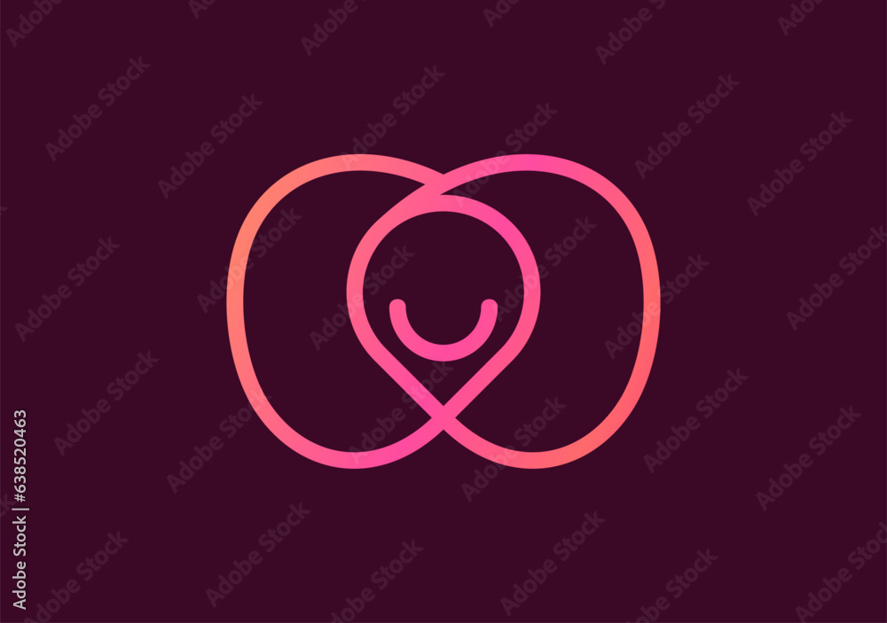 pink heart symbol, Smile and pin location icon harmoniously merges ...