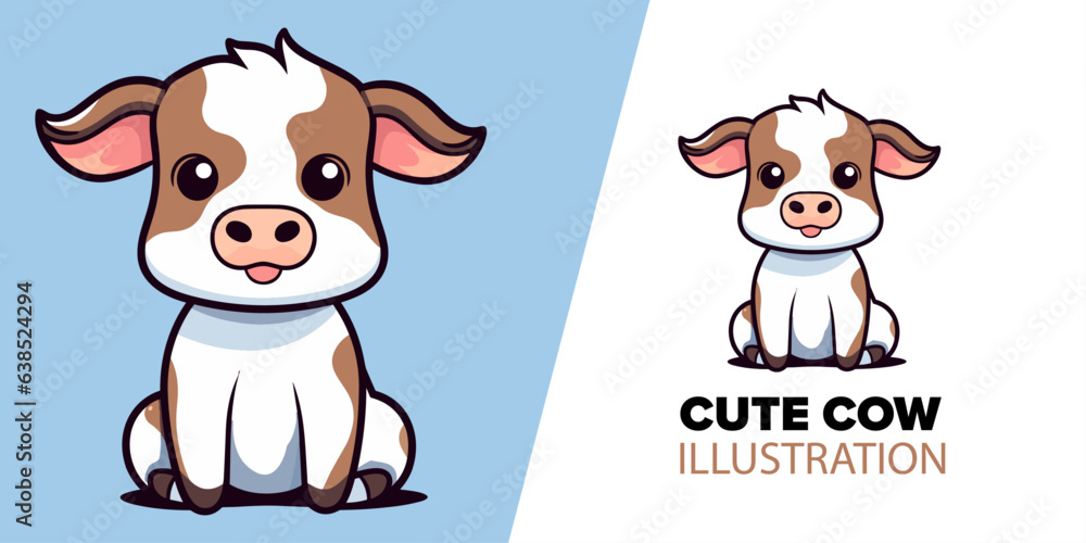 Cute cow sitting cartoon vector icon illustration: where the realms of ...