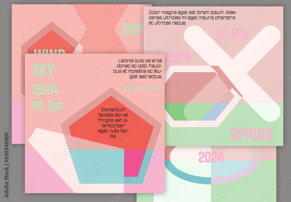 Social Media Square Post Layout Simple Overlapping Geometrical Shapes ...