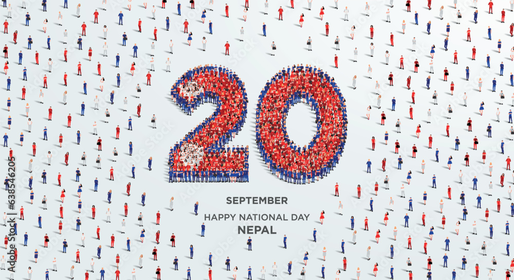 Happy Independence Day Nepal. A large group of people form to create ...