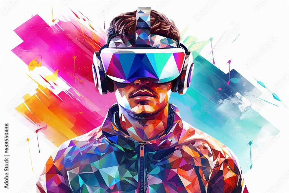 Generative ai collage photo of gamer using device gadget for virtual ...