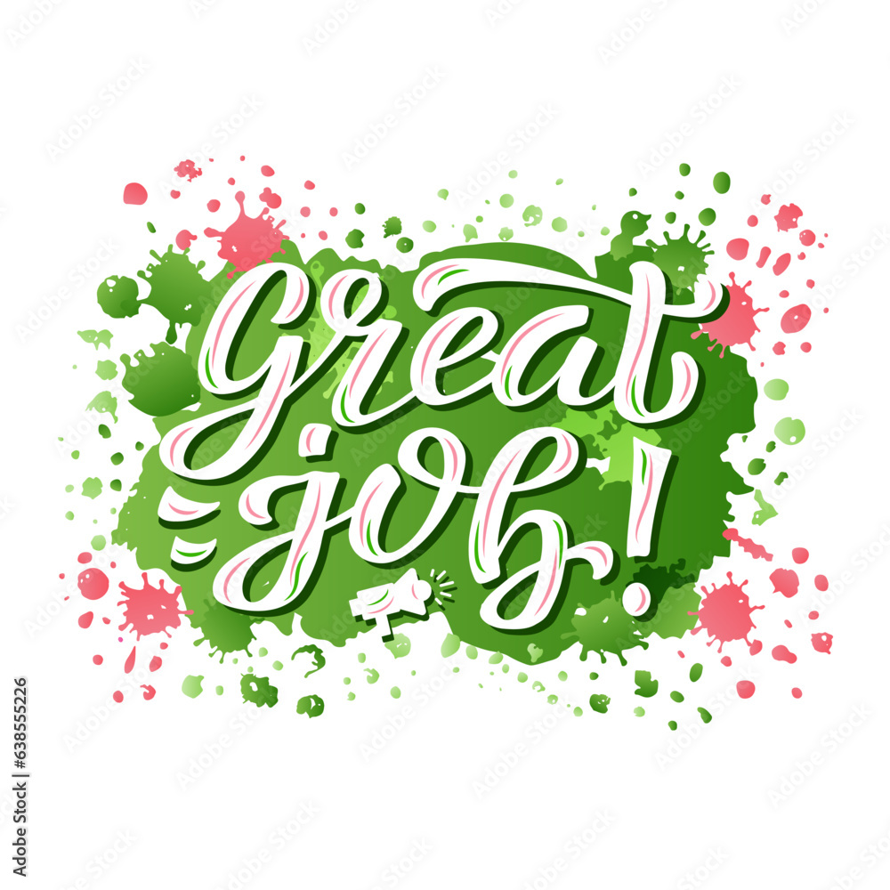 Great Job white brush style lettering on textured background. Hand ...