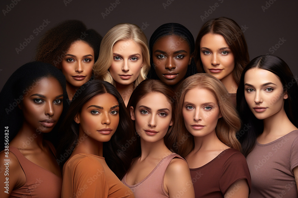 Generative AI portrait group of attractive female fashion models ...