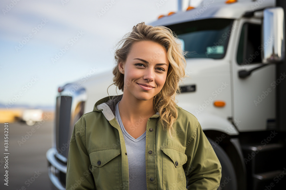 AI generated photography of beautiful woman professional truck driver ...
